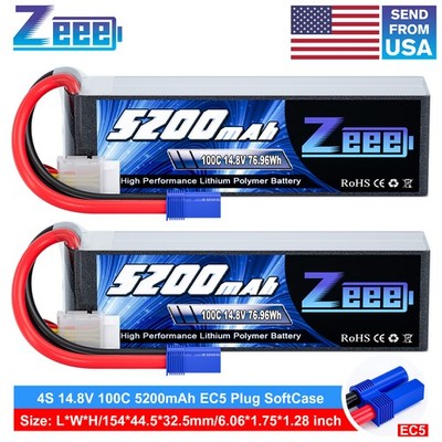 2x Zeee 4S 100C 5200mAh LiPo Battery EC5 14.8V for 8S RC Helicopter Airplane Car | eBay