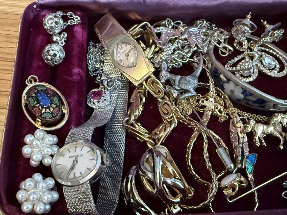 Vintage Jewelry Pins Pendant Watches Earrings Necklace SARAH COV Avon ...