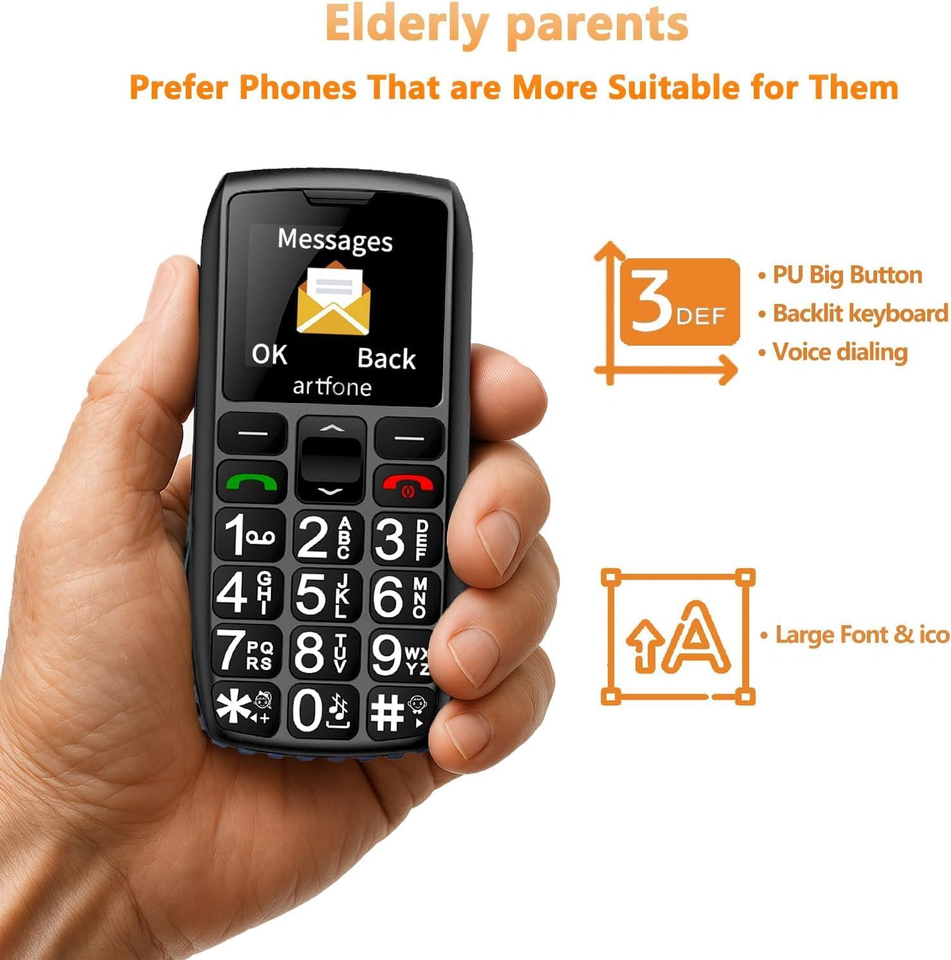 C1+4G Pro Black - Big Buttons Cell Phone for Seniors丨Basic Phone with ...