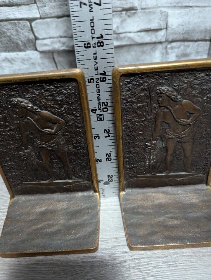 Antique Judd Last of the Mohicans Solid Bronze Bookends Vintage Indian ...