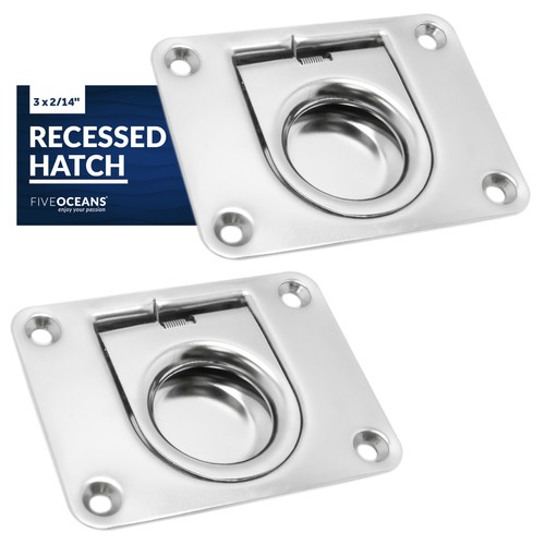 Rectangular Recessed Hatch, Boat Spring Loaded Pull Ring 3 x 2 1/4", 2 ...