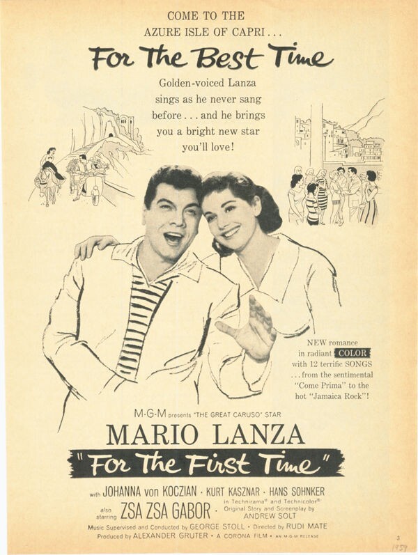 1959 MARIO LANZA JOHANNA VON KOCZIAN ZSA ZSA GABOR ANDREW SOLT 18401 | eBay