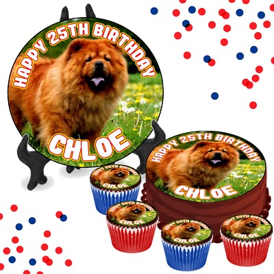 Chow Chow PERSONALISED Edible Cake Cupcake Toppers Dog Birthday Party ...