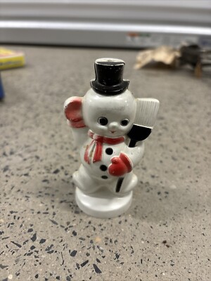 Vintage 1950s Hard Plastic Snowman Figure with Red Scarf and Broom | eBay