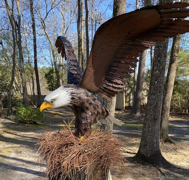 American Bald Eagle Large Outdoor Metal Statue Lawn Sculpture Garden ...