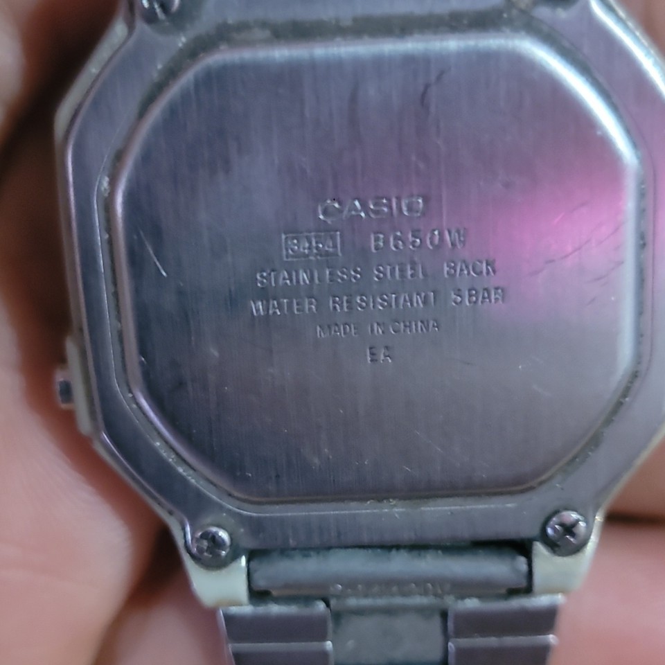 Casio B650W Digital Wristwatch Silver Bracelet Alarm Chronograph 50m | eBay