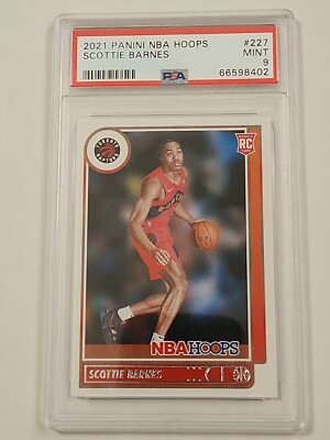 2021 Panini NBA Hoops #227 Scottie Barnes Raptors RC Rookie PSA 9 MINT ...