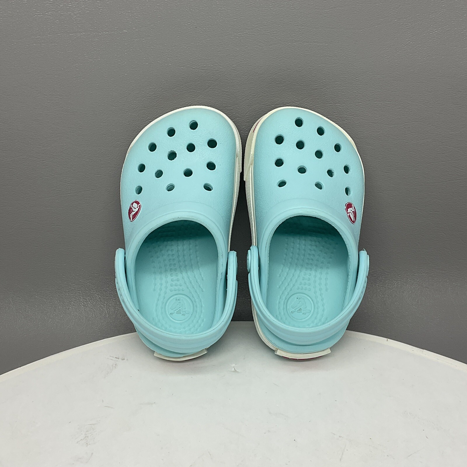 Crocs Girls 4 C 5 Toddler Crocband ll Clogs Ice Blue Candy Pink Slip On ...