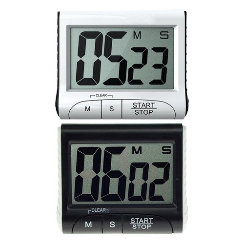 LCD Digital Kitchen Timer Alarm Clock Magnet Cooking Count Up Countdown ...