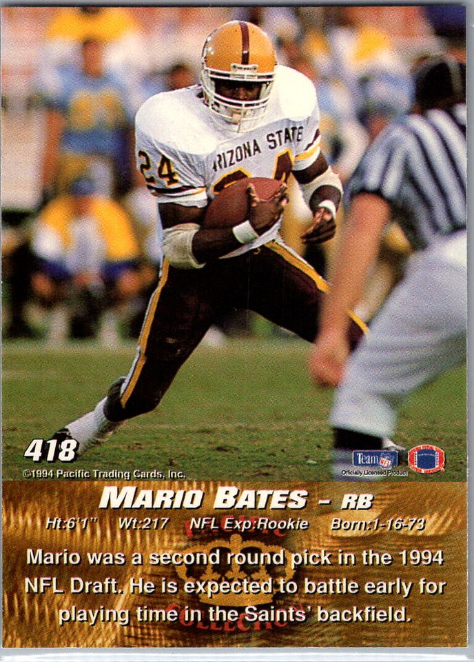 # 418 Mario Bates Rookie Arizona State Sun Devils 1994 Pacific | eBay