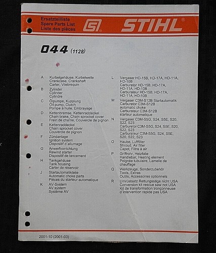 GENUINE STIHL 044 1128 CHAINSAW PARTS LIST CATALOG MANUAL ORIGINAL | eBay