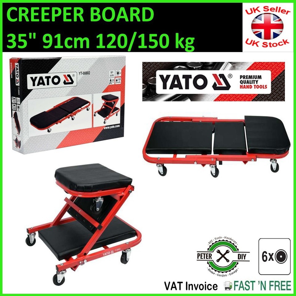 CREEPER BOARD STOOL 2in1 91cm WORKSHOP GARAGE Tool Mechanic Crawl Cart ...