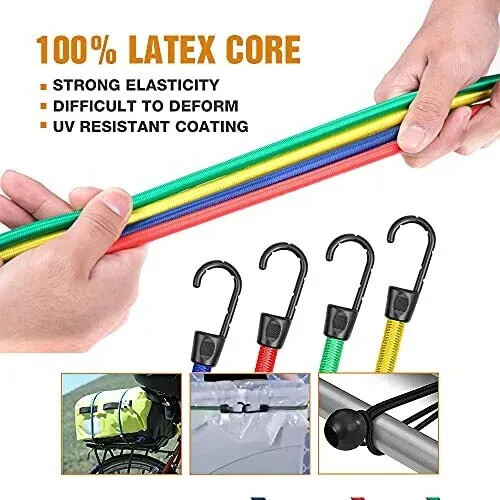 Heavy Duty Assortment Bungee Cords with Hooks 24pcs Heavy Duty Bungie ...