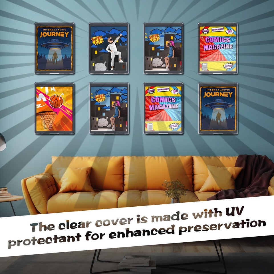 8-Pack UV Protection Comic Book Frame 8.6x11.8" Tabletop/Wall Home ...