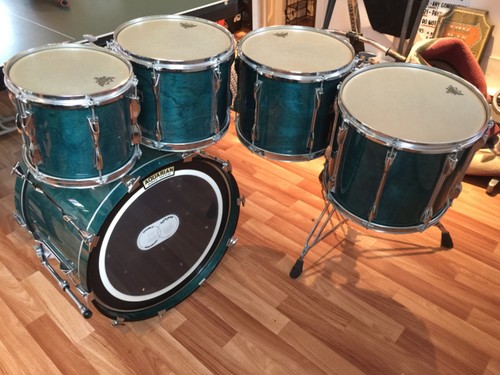 Yamaha Recording Custom 9000 Series 5 pc Drum Set Deep Aqua w/ Mounting ...