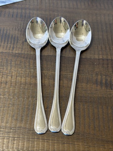 Lot of 3 Corby Hall Stainless Steel Iced Yea Spoons Flatware Bead ...