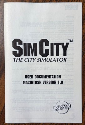 Vintage SimCity User Documentation Macintosh V 1.0 (See Description) | eBay