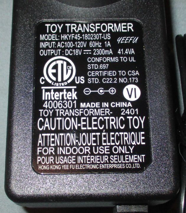 Lionel 41.4 Watt DC Power Supply for MTH TIU Aux. or DCS Remote ...