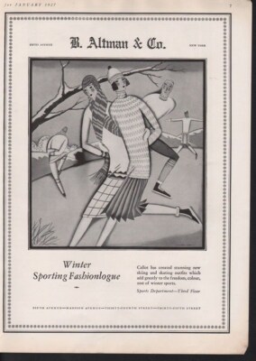 1927 B. ALTMAN WOMEN SPORT FASHION ICE SKATE DUMAR GAUL ARTIST DECO AD 14486 | eBay