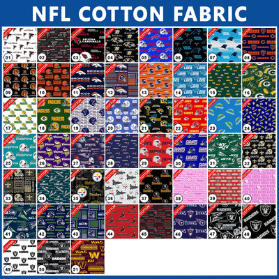 NFL Teams Cotton Fabric - 58" Wide - Sold by The Yard & Bolt - Free ...