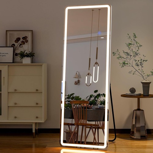 Full-Length LED Mirror Traditional Lighted Free Standing Floor Wall ...