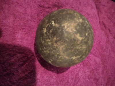 1300s /1600s solid 3inch round shot cannon ball its white with black ...