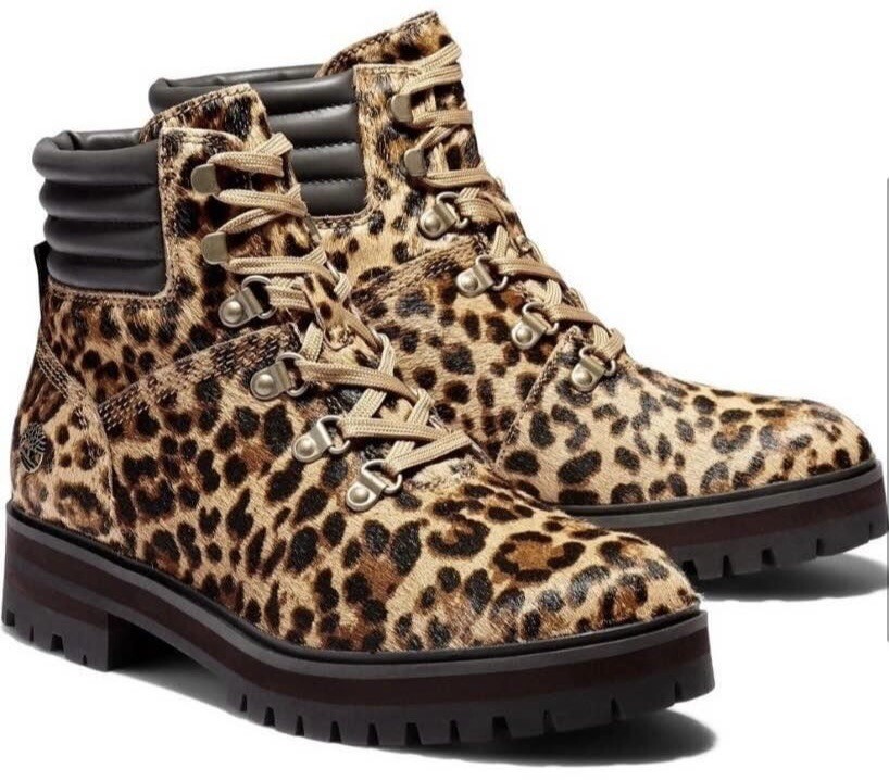 TIMBERLAND LONDON SQUARE HIKER BOOT BROWN WOMEN BOOTS SIZE 8 LEOPARD PRINT NEW | eBay
