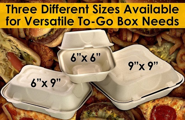 Biodegradable 6x9 Take out Food Containers With Clamshell Hinged Lid 50 ...