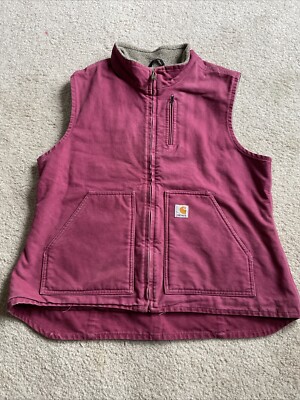 Carhartt Women’s WV001 RBY Raspberry Color Canvas Sherpa Lined Vest ...
