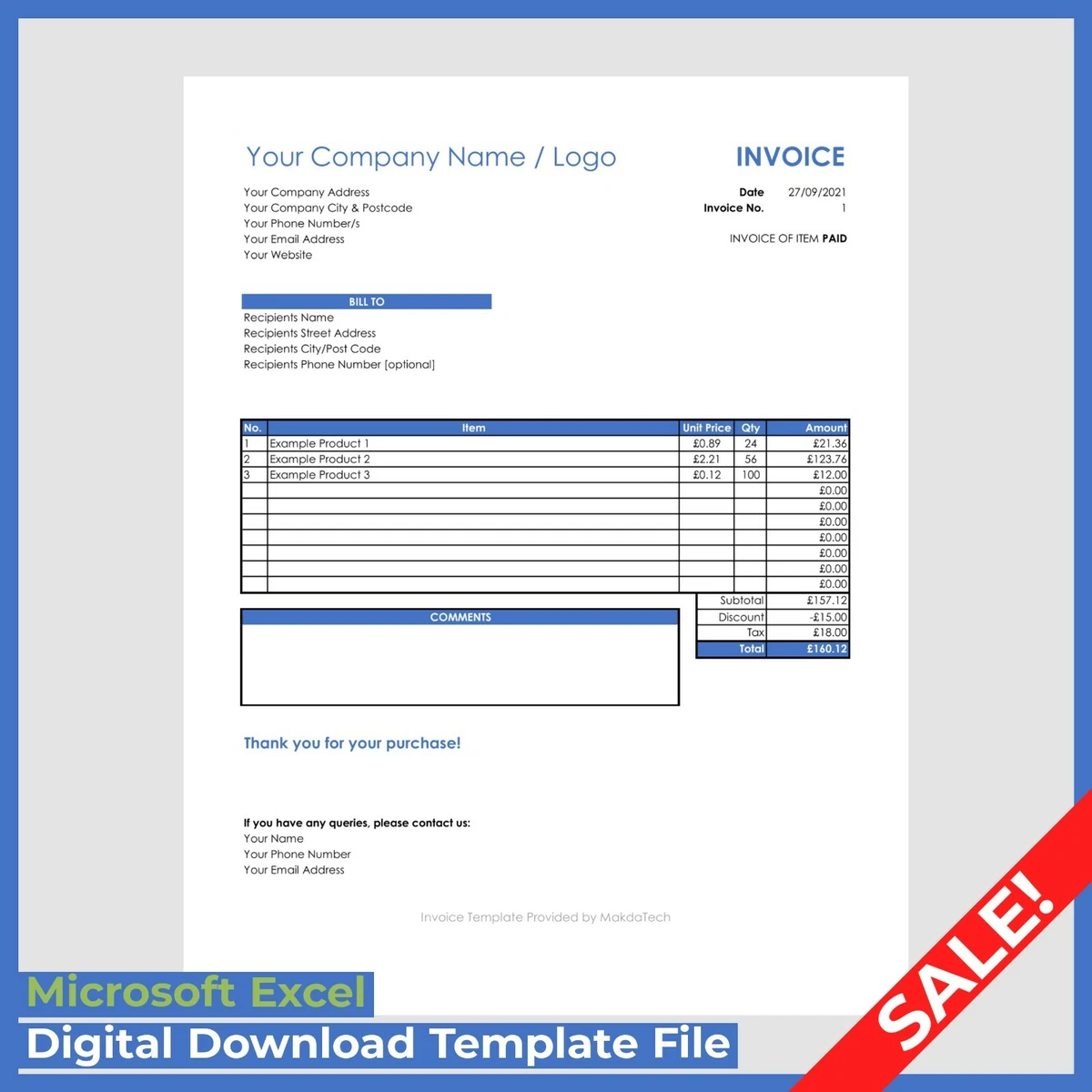 Excel 2007 Invoice Template Free Download