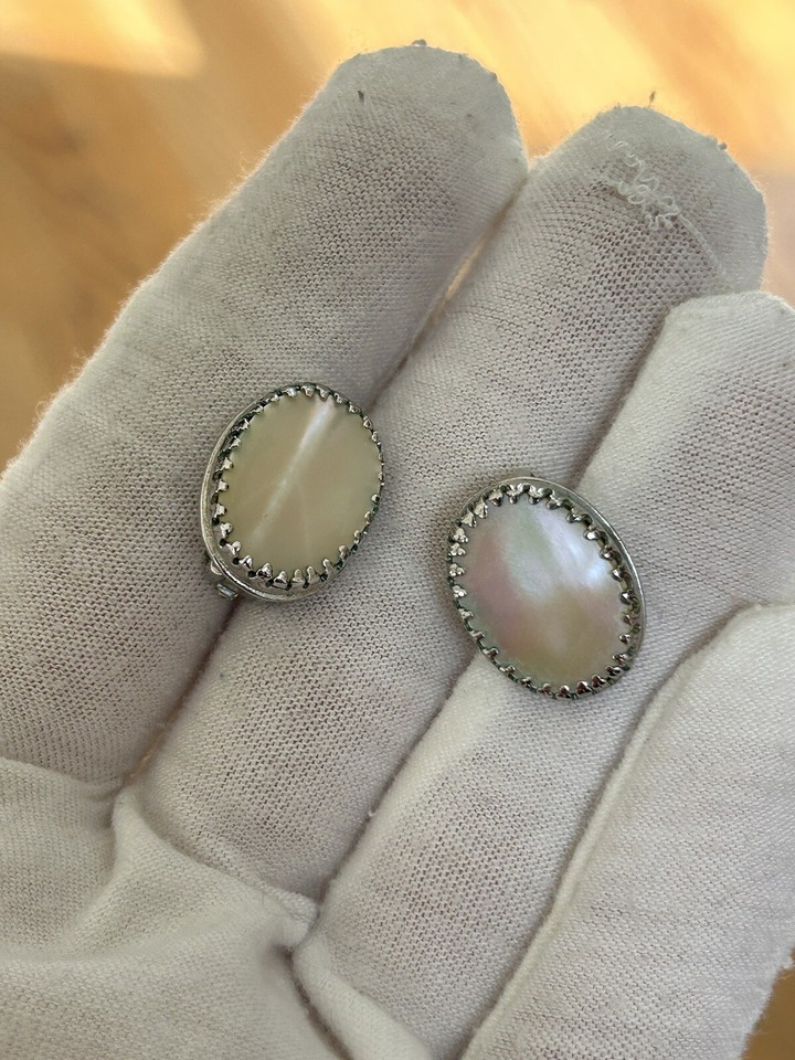 Whiting & Davis Earrings Vintage Mother of Pearl MOP Clip On Signed | eBay