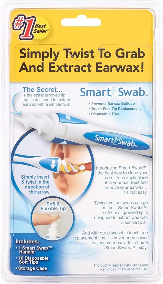 Smart Swab Soft Spiral Ear Cleaner Safe Ear Wax Removal Kit 16 Tips ...