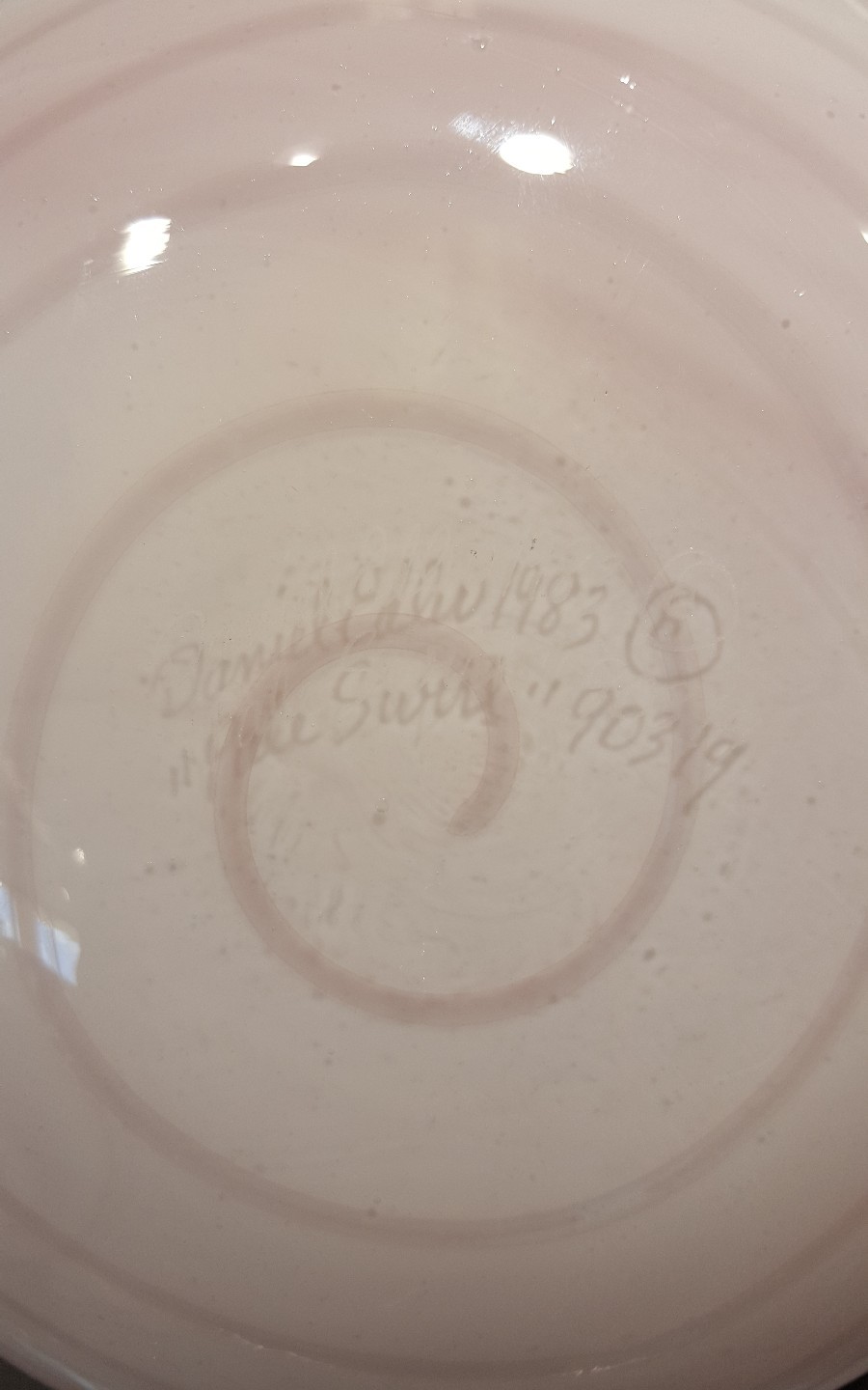 Daniel Edler Art Glass Round Vase Pale Swirl #90319 1983 | eBay