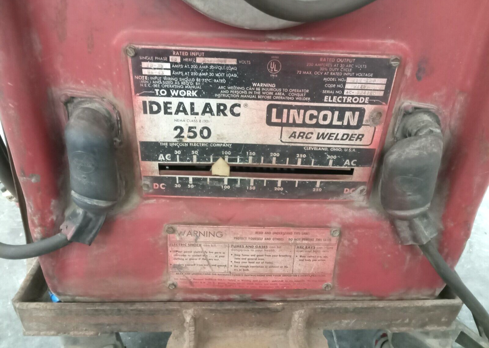 LINCOLN IDEALARC 250 AC/ DC ARC WELDER MODEL- 250-250 SINGLE PHASE | eBay