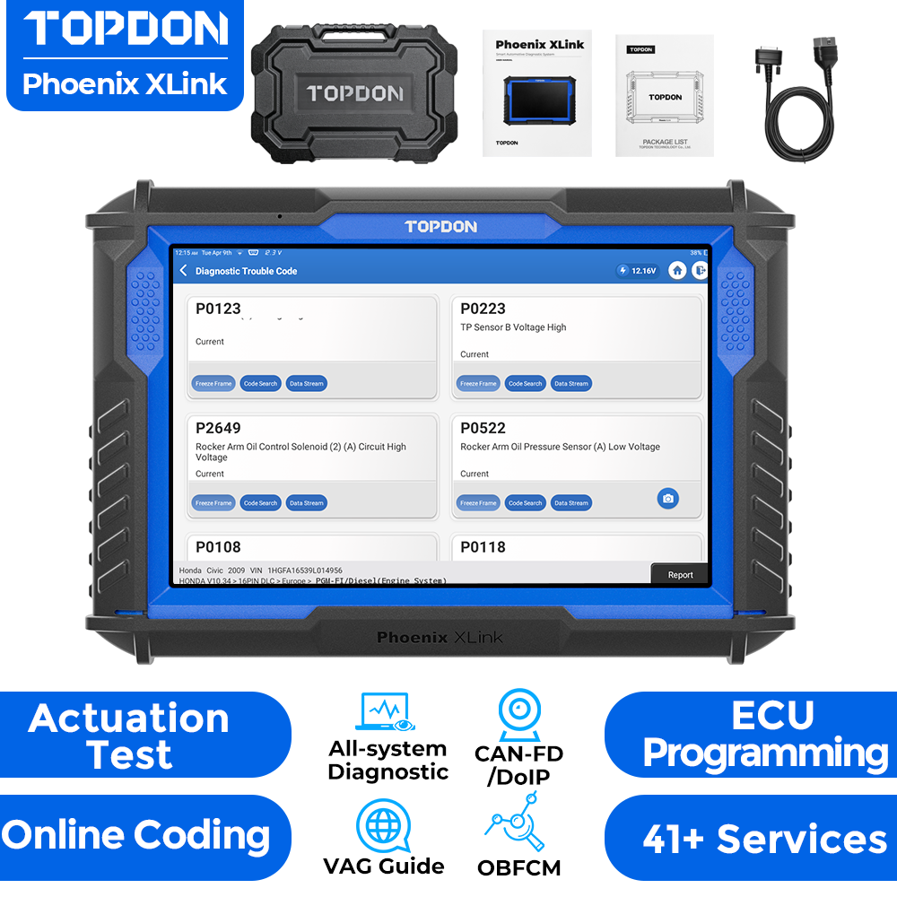 TOPDON Phoenix XLink Car Advanced Diagnostic Scanner Tool Reprogramming ...