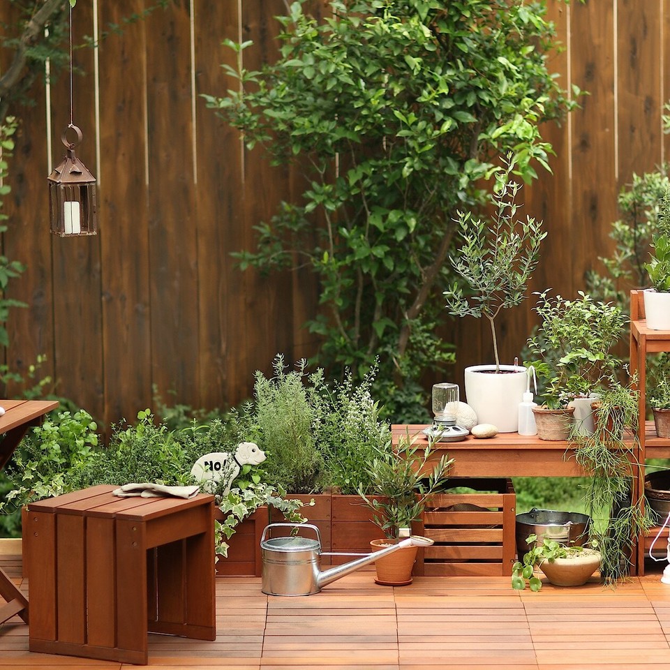 MUJI Garden bench small size natural wood Balau 40 x 40 x 44 cm ...