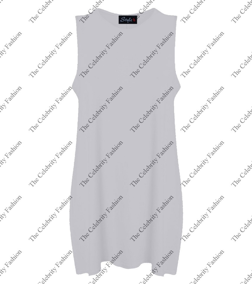 New Ladies High Split Side Long Top Women Jersey Slit Tunic Tank Vest ...