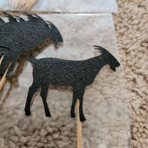 Goat Cupcake Toppers 24 Ct Black Glitter | eBay