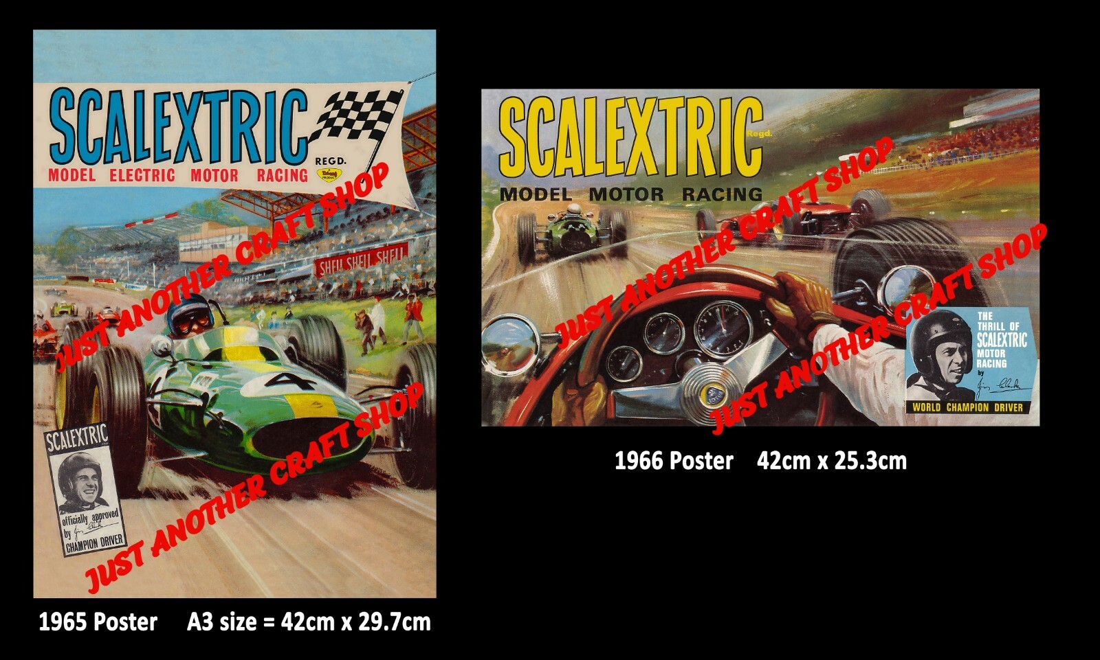 Scalextric Jim Clark 1965 & 1966 Large Size Posters Advert Shop Display ...