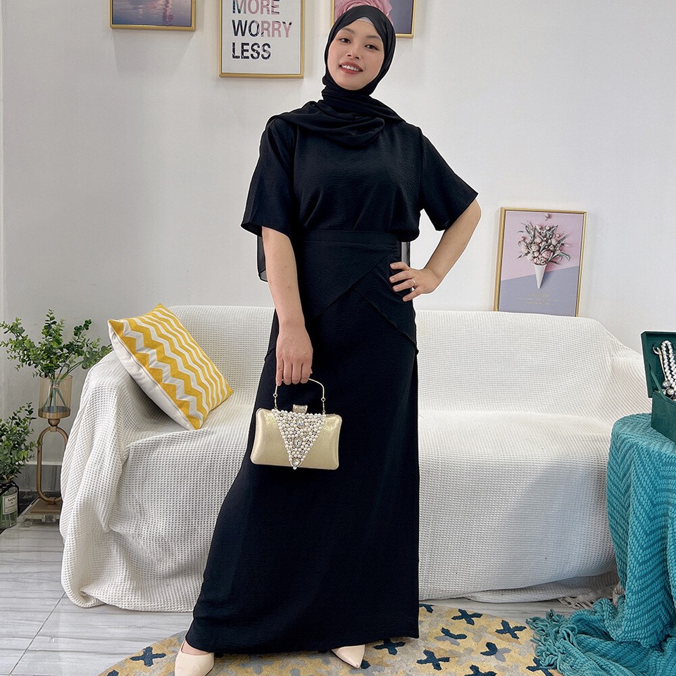 Ramadan Women Muslim Kimono Open Abaya Cardigan Skirt Maxi Dress Set ...