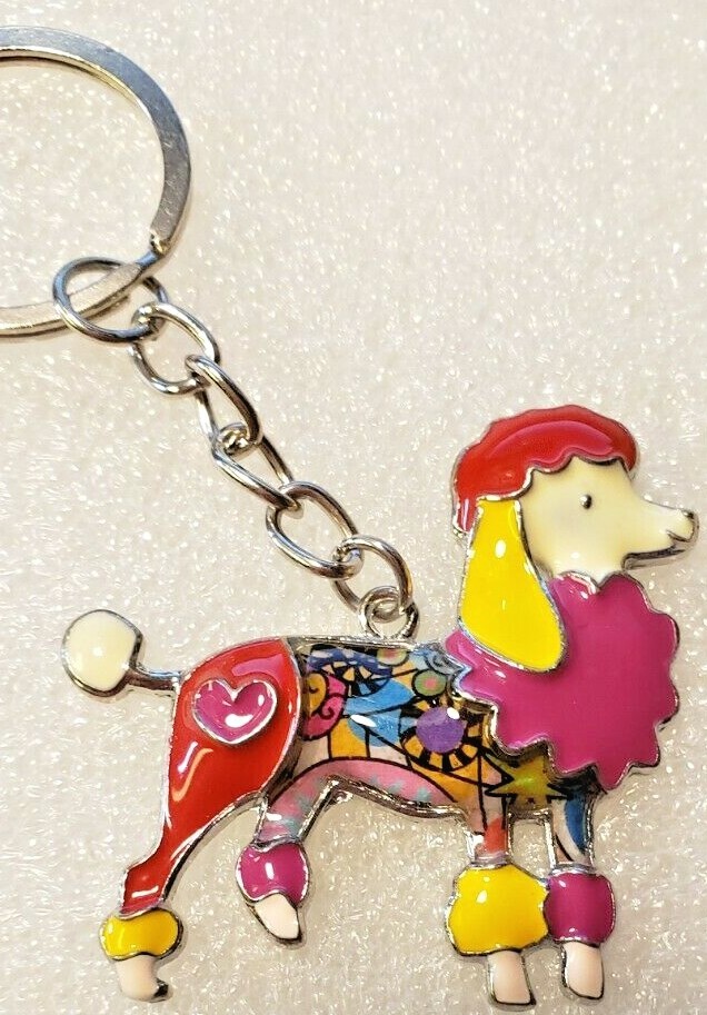 Poodle Dog Key Ring Keychain Multicolor Enamel Alloy Jewelry | eBay