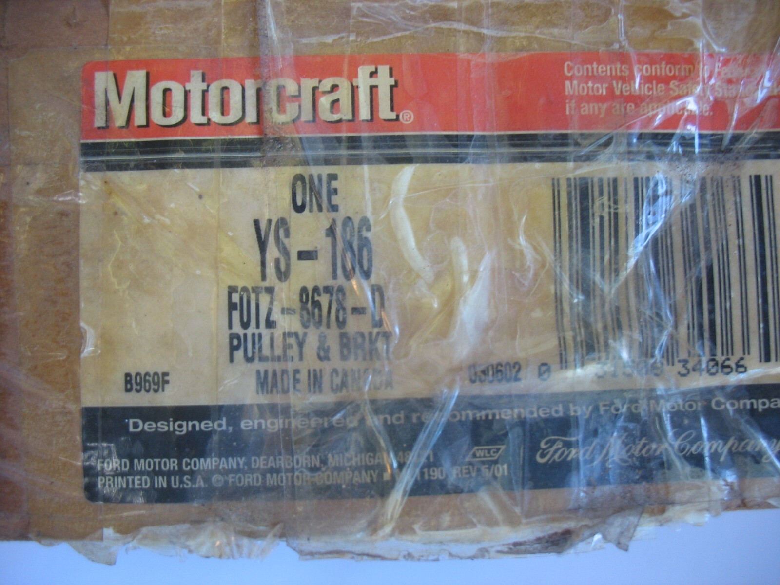 NEW NOS FORD YS-186 / FOTZ-8678-D DRIVE BLAT PULLEY AND BRACKET 1992 ...