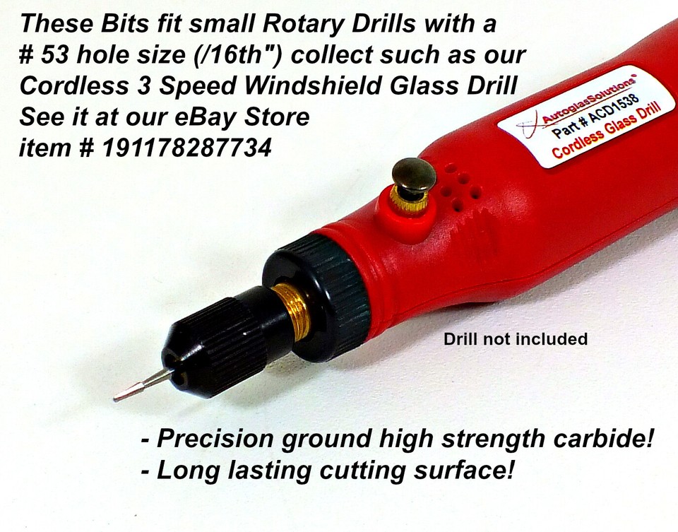 Drill Bits Carbide Tapered 5pc Auto Glass Windshield Rock Chip Resin ...