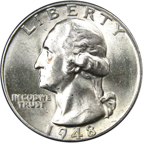 1948 Washington Quarter BU Uncirculated Mint State 90% Silver 25c US ...