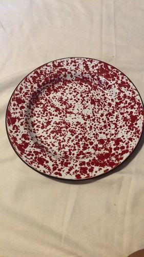 Vintage Red & White Splatter Enamel Plate 10.5” | eBay
