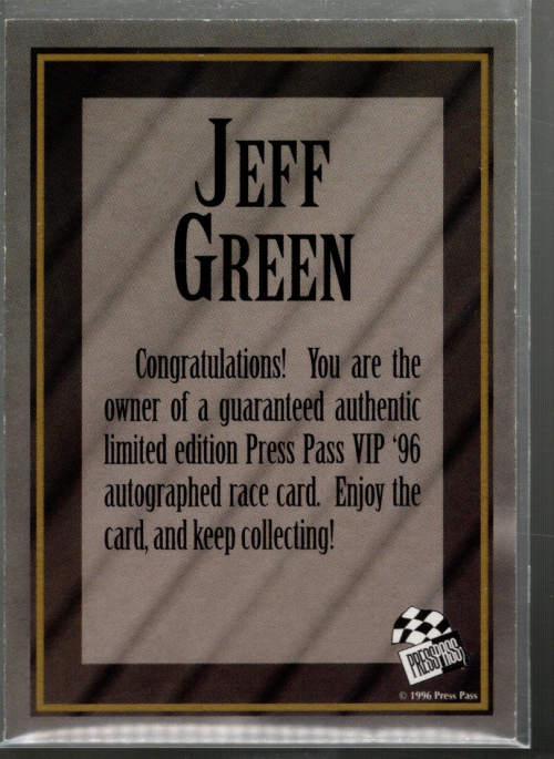 A4565- 1996 VIP Autographs #10 Jeff Green Auto - NM-MT | eBay