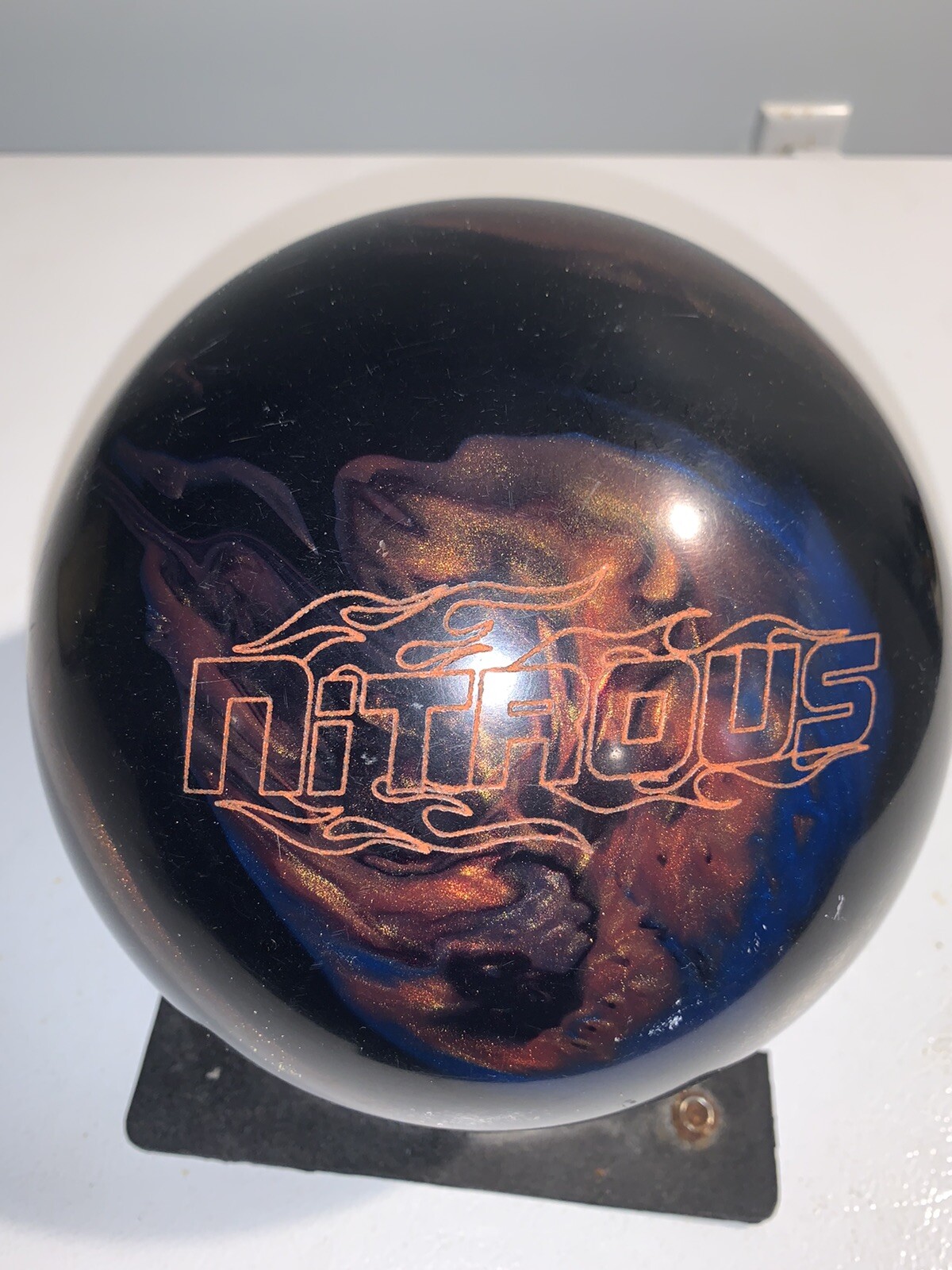 NITROUS Pearl Ebonite Black Blue Orange Reactive Resin Used Bowling ...