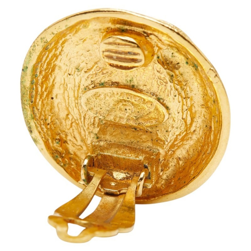 CHANEL Matelasse Pearl Round Earrings, Gold Plated, Faux Pearl, Women's ...