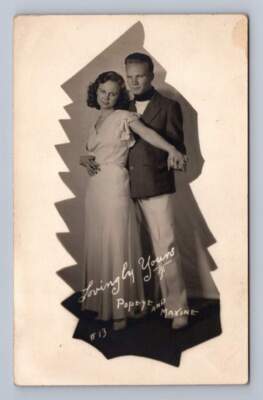 Handsome Young Couple "Popeye & Maxine" RPPC Antique Pretty Woman ...