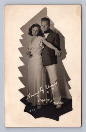 Handsome Young Couple "Popeye & Maxine" RPPC Antique Pretty Woman ...